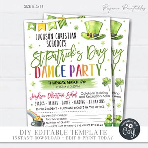 Editable St. Patrick's Day School Dance Flyer (digital Download) - Etsy