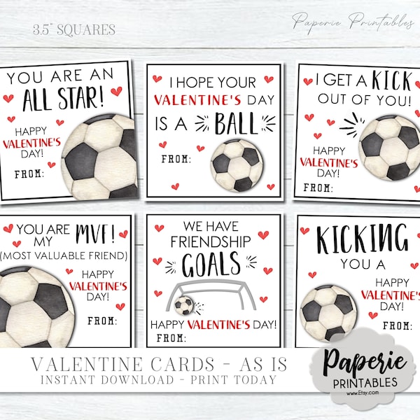 Soccer Valentine - Etsy