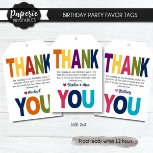 Birthday Party Favor Tags Siblings Birthday Party Favor Tags - Etsy