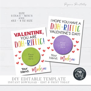 Editable Valentine Tags, A-doh-able Valentine Cards, Doh-riffic ...