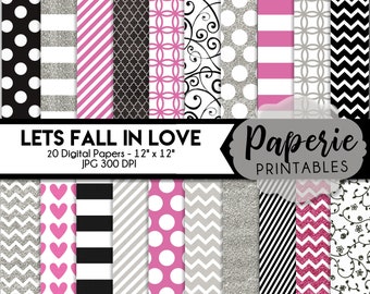 Love Pattern Digital Paper 12x12 Digital Scrapbooking Paper | Etsy