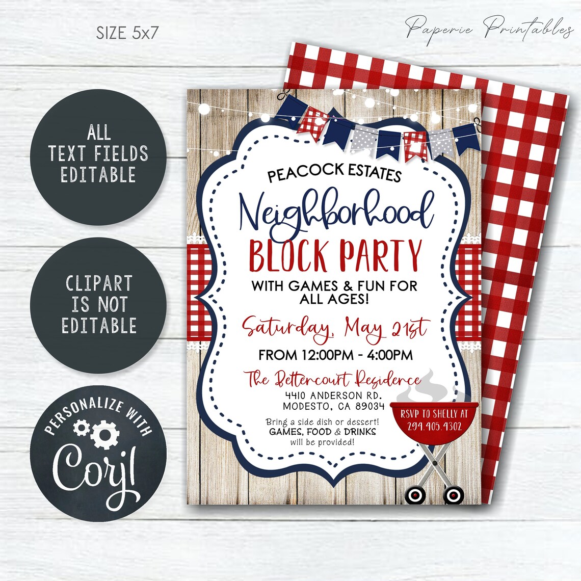 Editable Neighborhood Block Party BBQ Invitation Neighborhood - Etsy