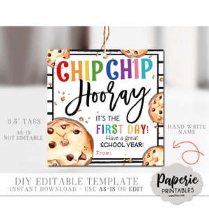 EDITABLE Cookie Teacher Gift Tag, Thank You First Day of School Teacher ...