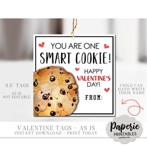 Cookie Valentine Cards for Kids, Kids Valentine Cards, Cookie Valentine ...