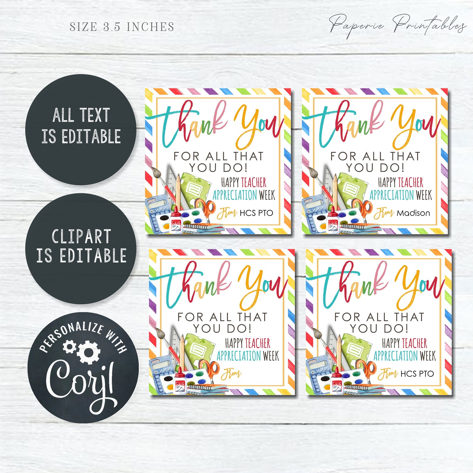 EDITABLE Teacher Appreciation Gift Tag Teacher Appreciation - Etsy