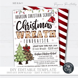 Editable Christmas Wreath Fundraiser Flyer: DIY Template (8.5x11) #CF27 ...
