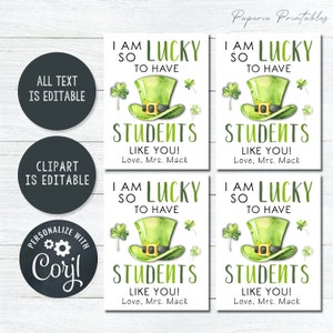 Editable St. Patrick's Day Student Gift Tag, Happy St. Patrick's Day ...