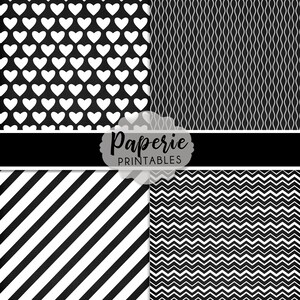 Black & White Pattern Digital Paper - 12x12 Digital Scrapbooking Paper ...