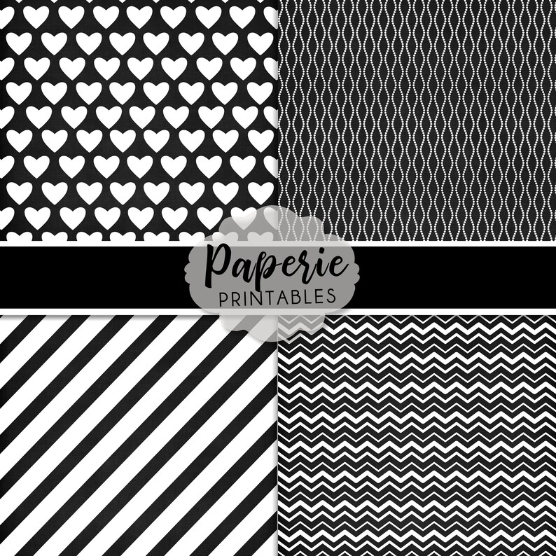 Black & White Pattern Digital Paper 12x12 Digital - Etsy