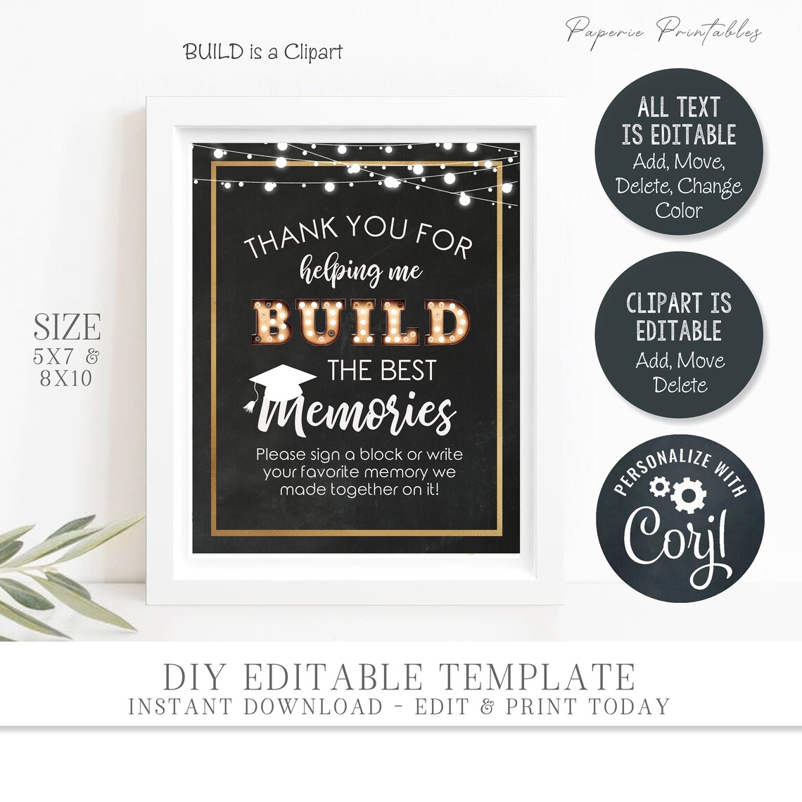 Editable Sign a Block Thank You for Helping Me BUILD Memories - Etsy