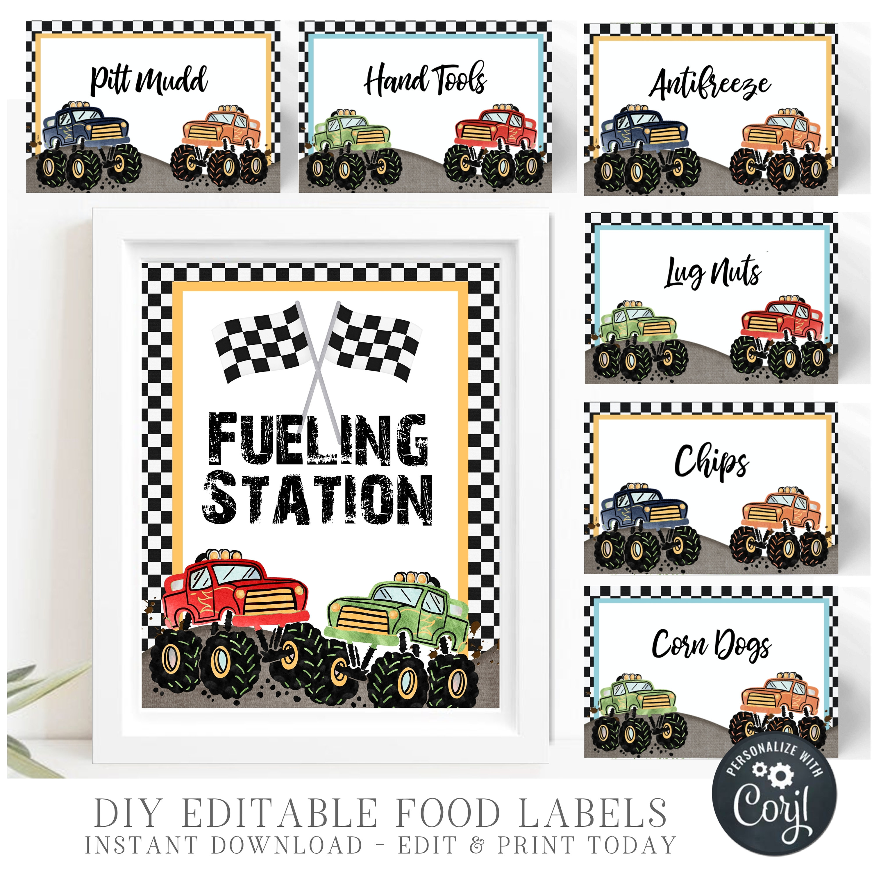 EDITABLE Monster Truck Birthday Bundle DIY Monster Truck - Etsy 日本