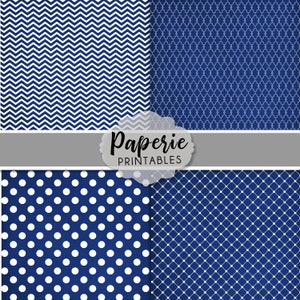 Cobalt Blue & White Digital Paper: 12x12 Scrapbook Patterns (digital ...