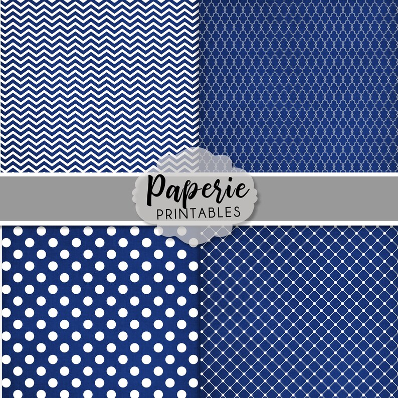 Cobalt Blue & White Pattern Digital Paper 8.5x11 Digital | Etsy