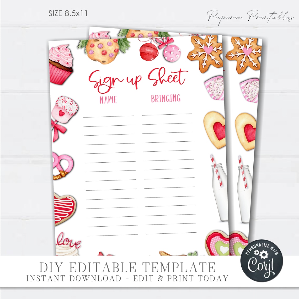 Editable Valentine's Day Potluck Sign up Sheet Potluck - Etsy