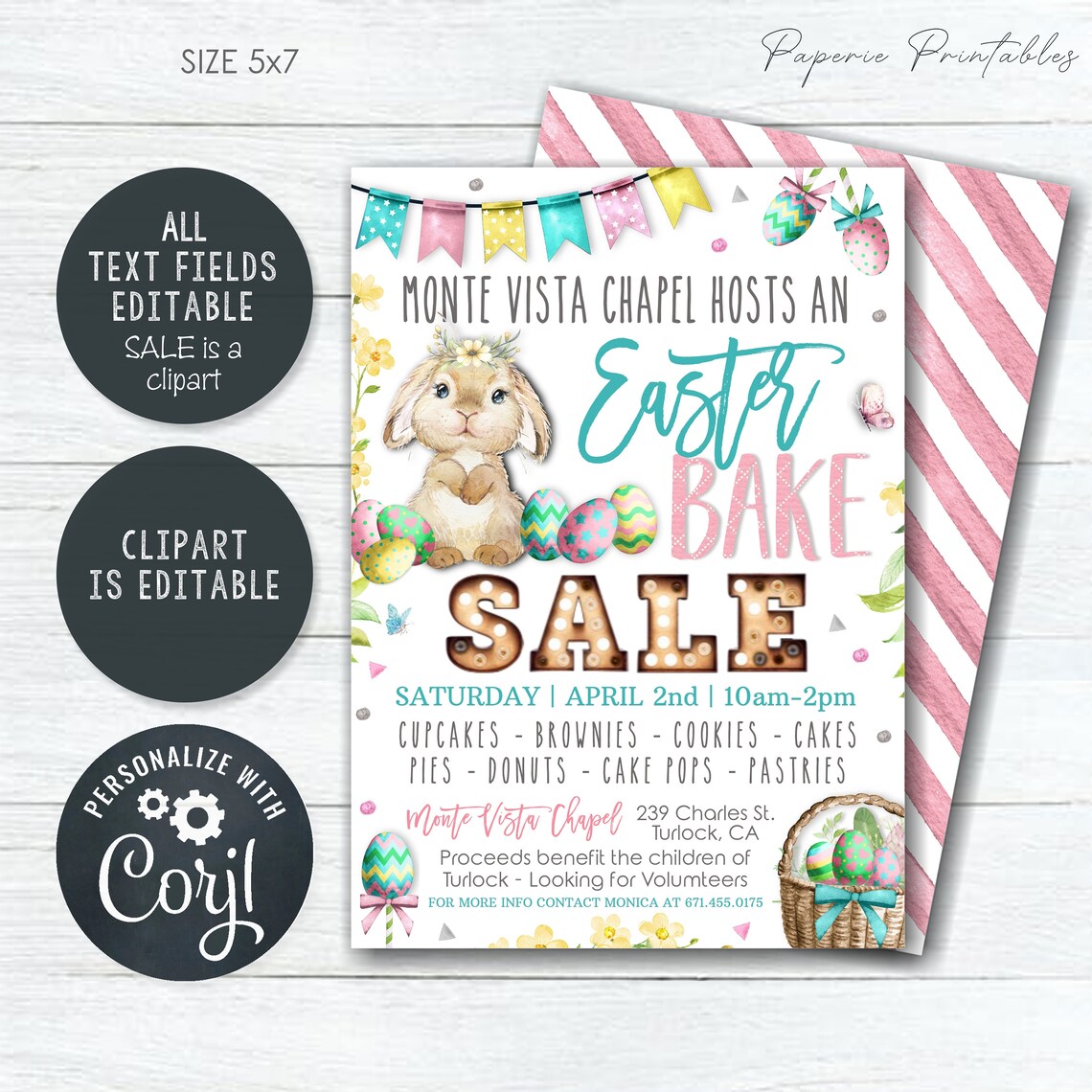 EDITABLE Easter Bake Sale Flyer Printable Easter Event Flyer | Etsy