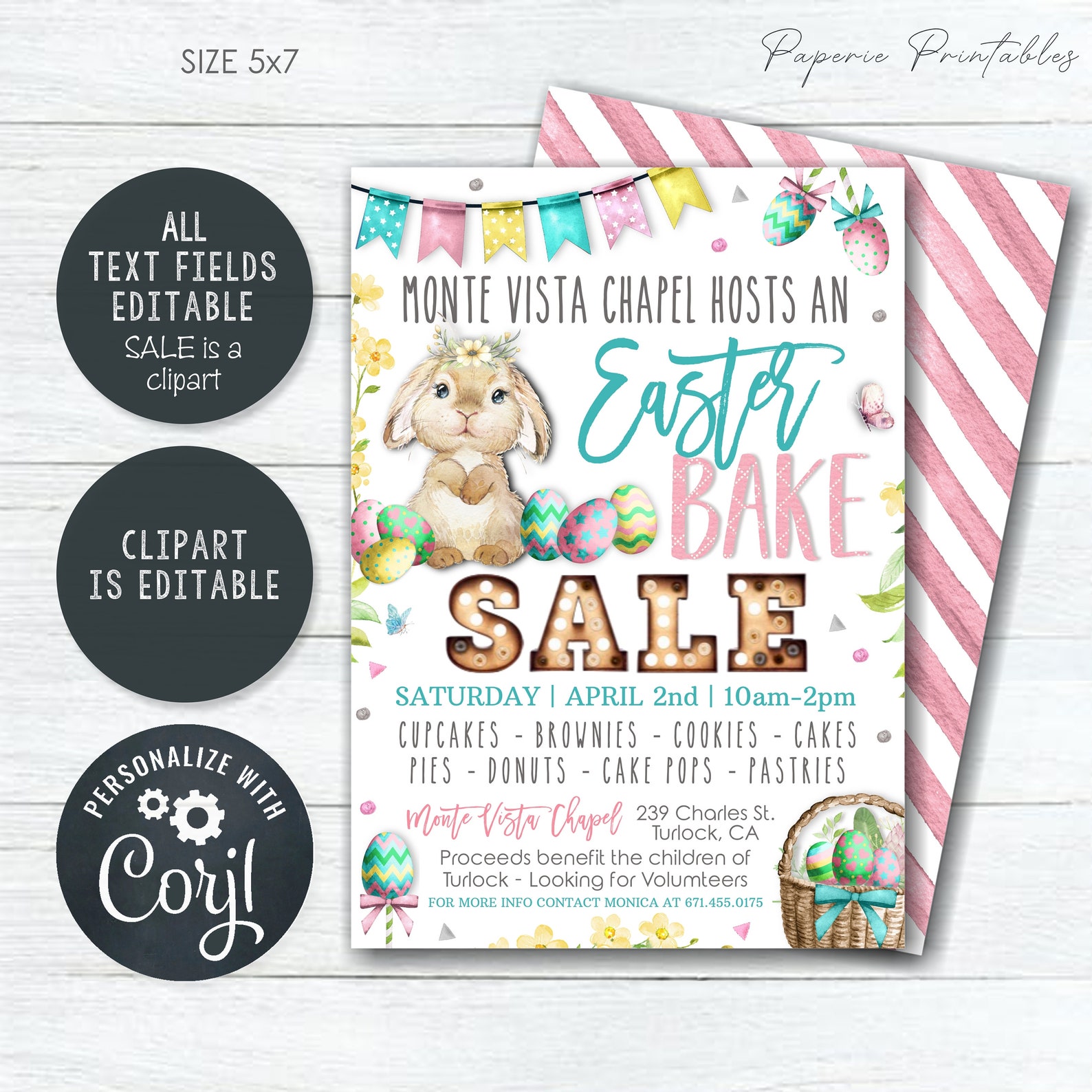 EDITABLE Easter Bake Sale Flyer, Printable Easter Event Flyer, Easter ...