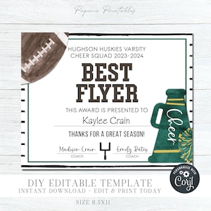 Editable Cheerleading Awards, End of Season Award, Cheer Team Party ...