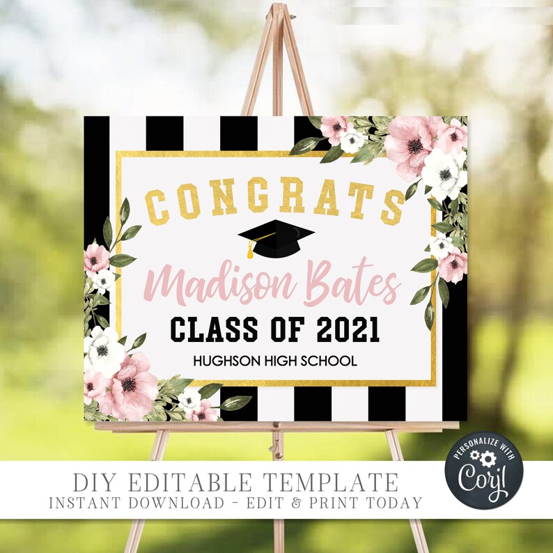 EDITABLE Graduation Yard Sign Congrats to Our Graduate Yard - Etsy