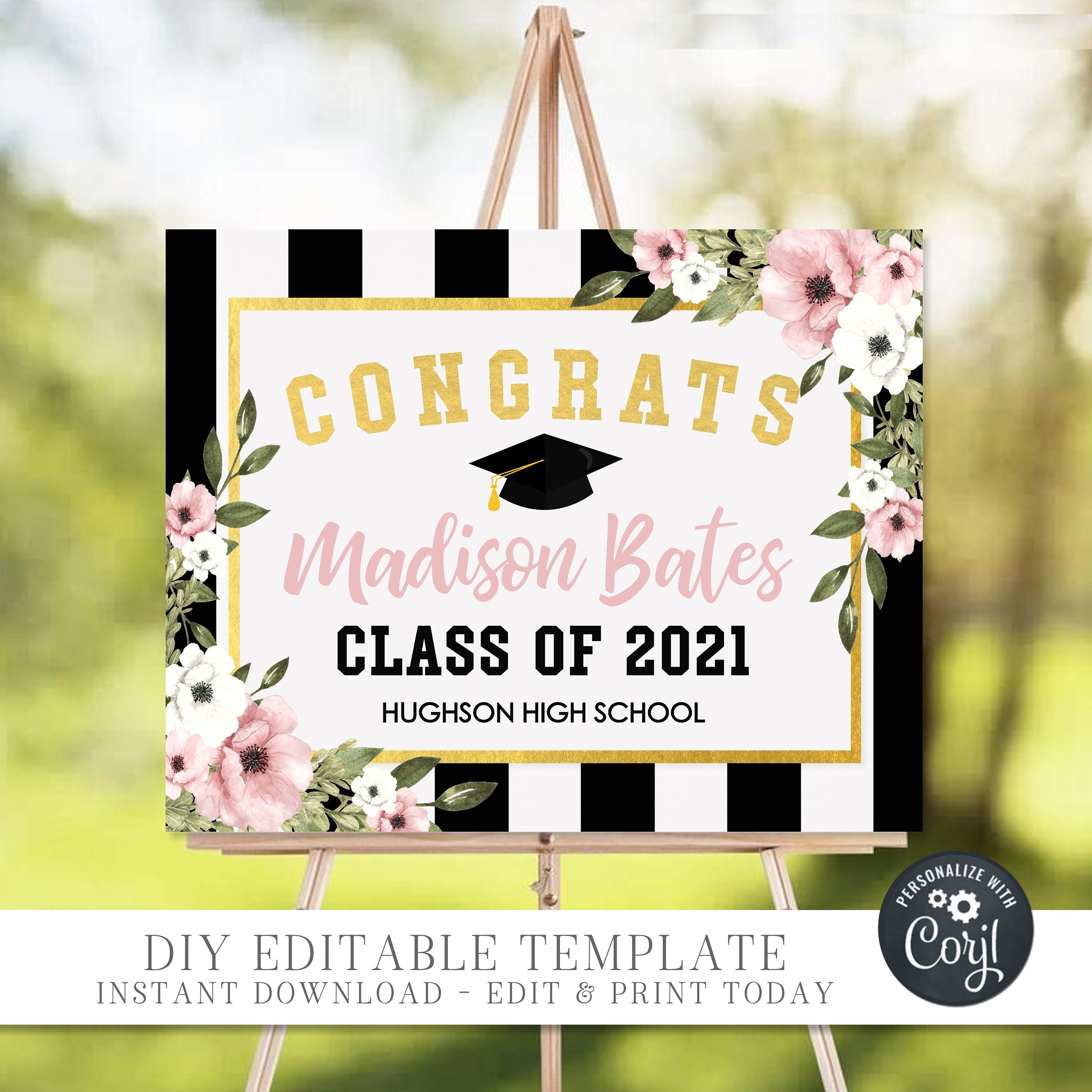 EDITABLE Graduation Yard Sign Congrats to our Graduate Yard | Etsy