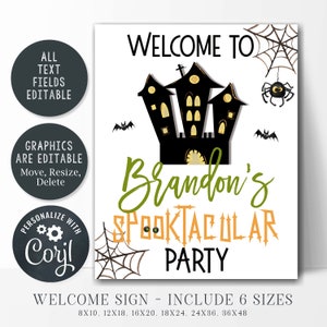Editable Halloween Birthday Party Welcome Sign, DIY Halloween Party ...