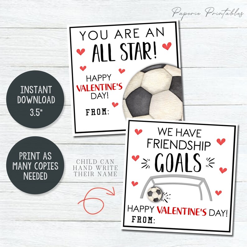 Valentine Cards for Kids Kids Valentine Cards Soccer - Etsy