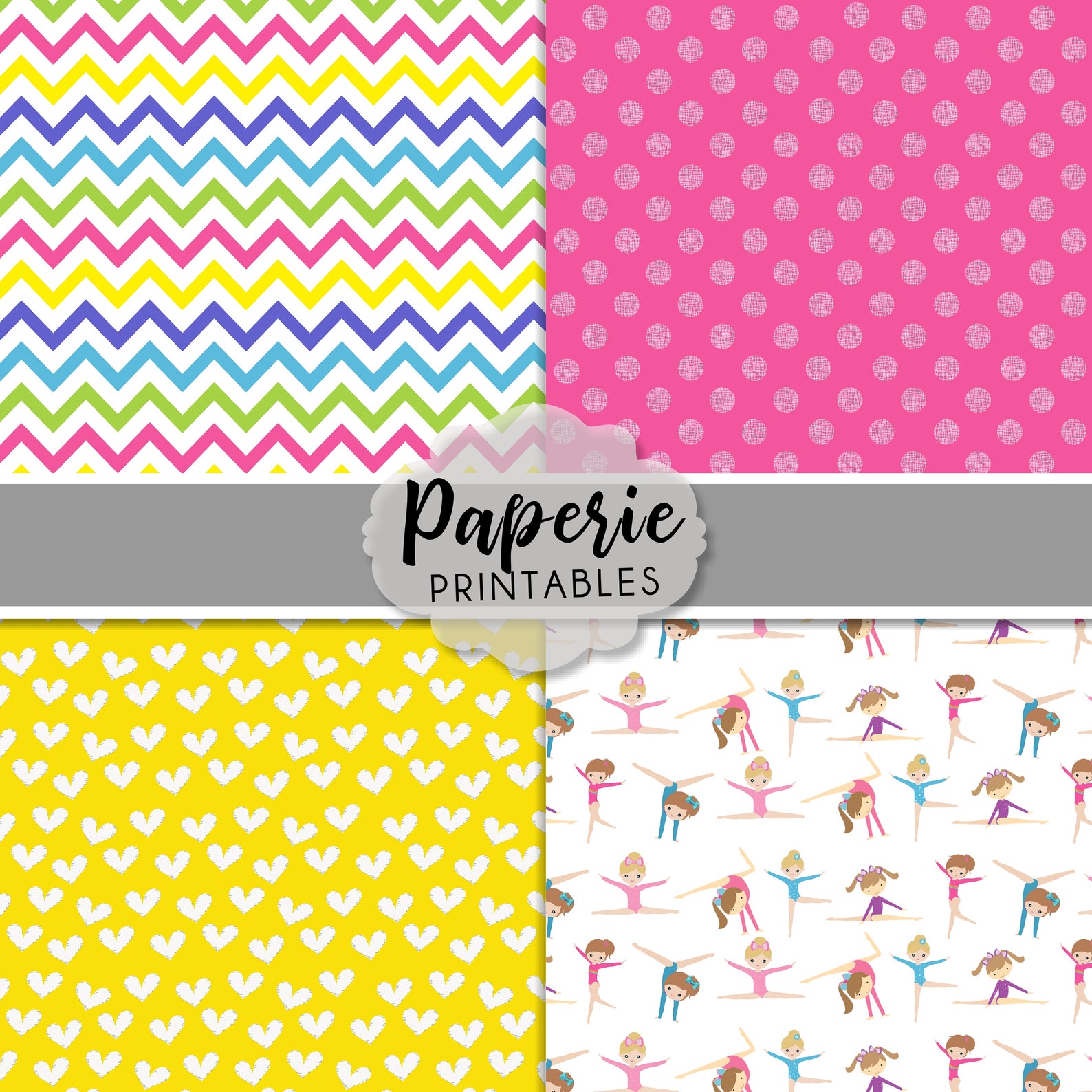 Gymnastics Digital Paper Pack: Scrapbooking Clipart (instant Download ...