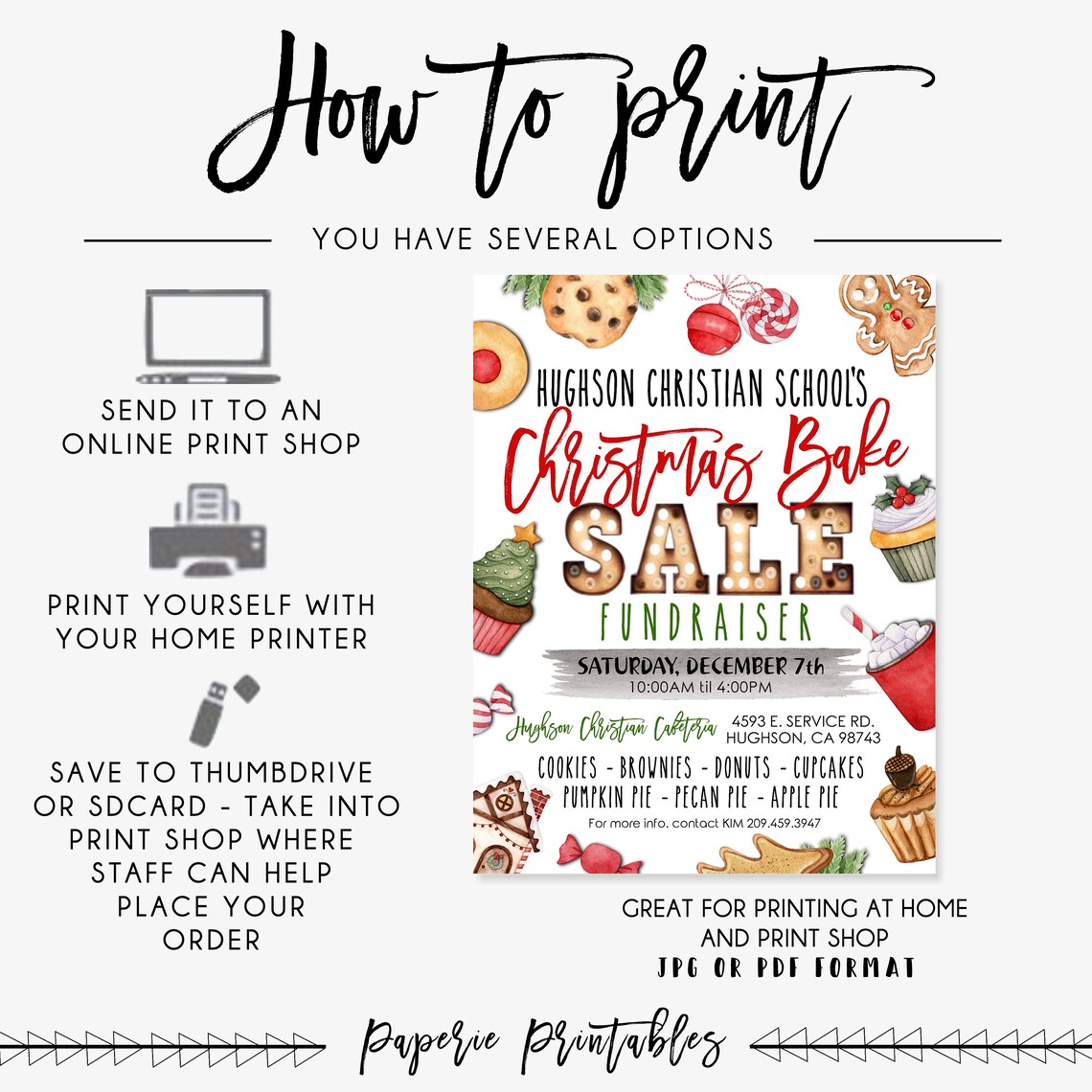 EDITABLE Christmas Bake Sale Flyer School Bake Sale Flyer - Etsy