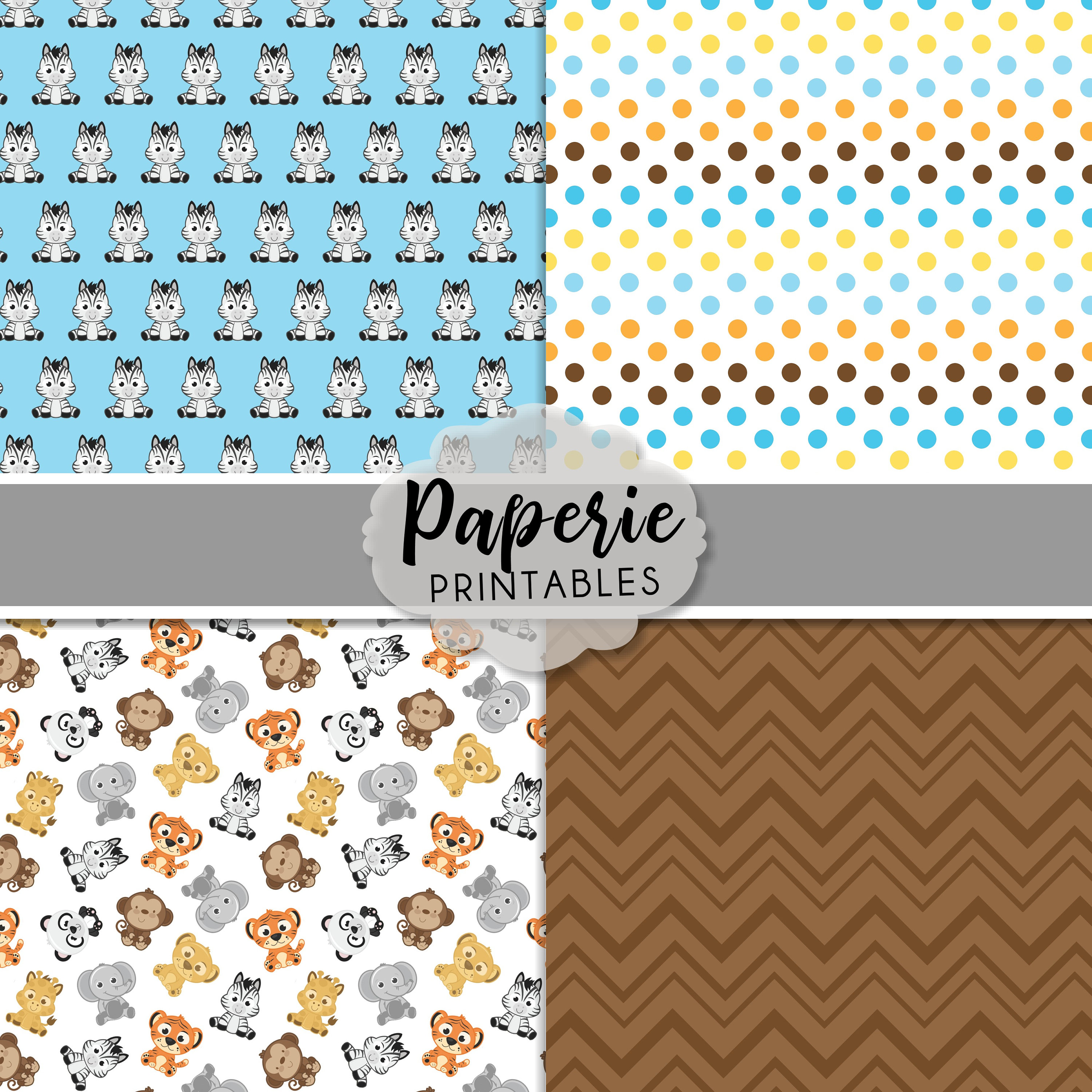 Baby Zoo Animals Digital Paper: Safari Clipart (digital Download) - Etsy