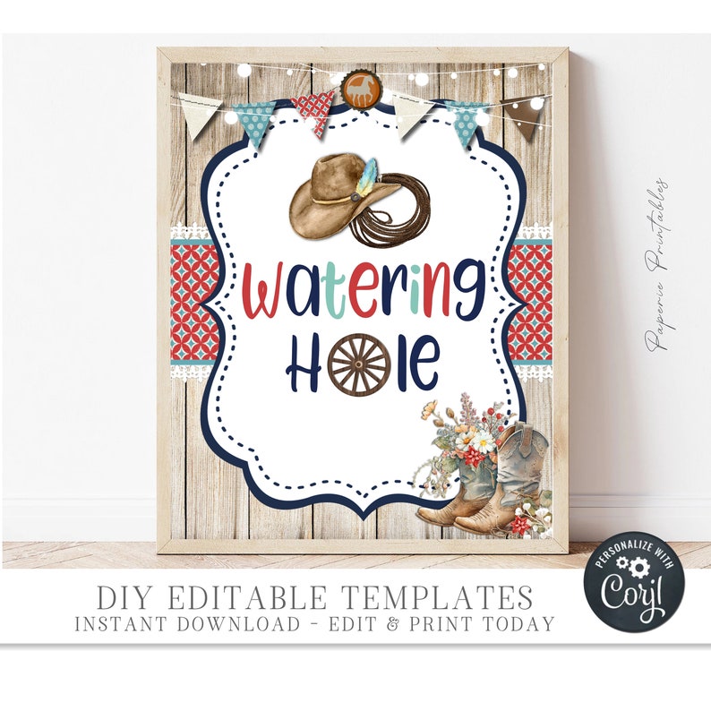 EDITABLE Cowboy Party Signs Western Party Signs Cowgirl - Etsy