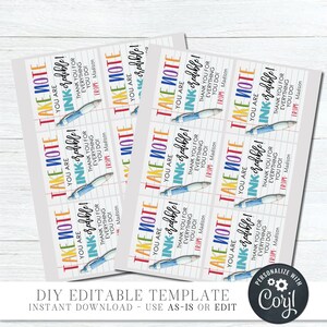 Editable Pen Teacher Appreciation Gift Tag (DIY Corjl Template) - Etsy