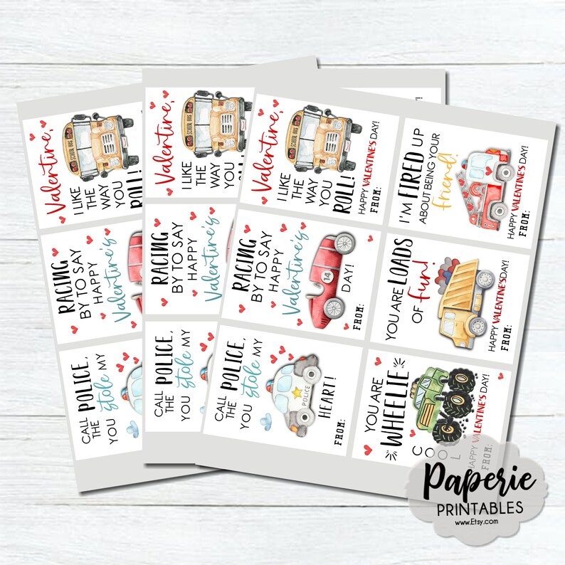 Transportation Valentine Cards Kids Valentine Card - Etsy