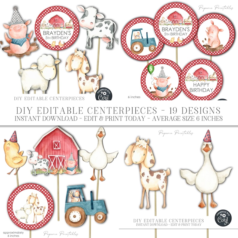 EDITABLE Farm Birthday Bundle Barnyard Birthday DIY Template | Etsy