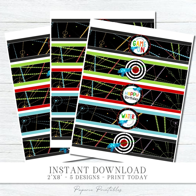 Laser Tag Water Bottle Labels: Editable Birthday Party Wraps (DIY ...