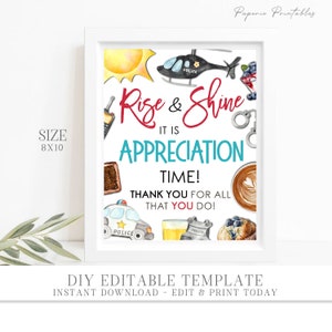 EDITABLE Rise and Shine Breakfast Police Appreciation Sign, Police ...