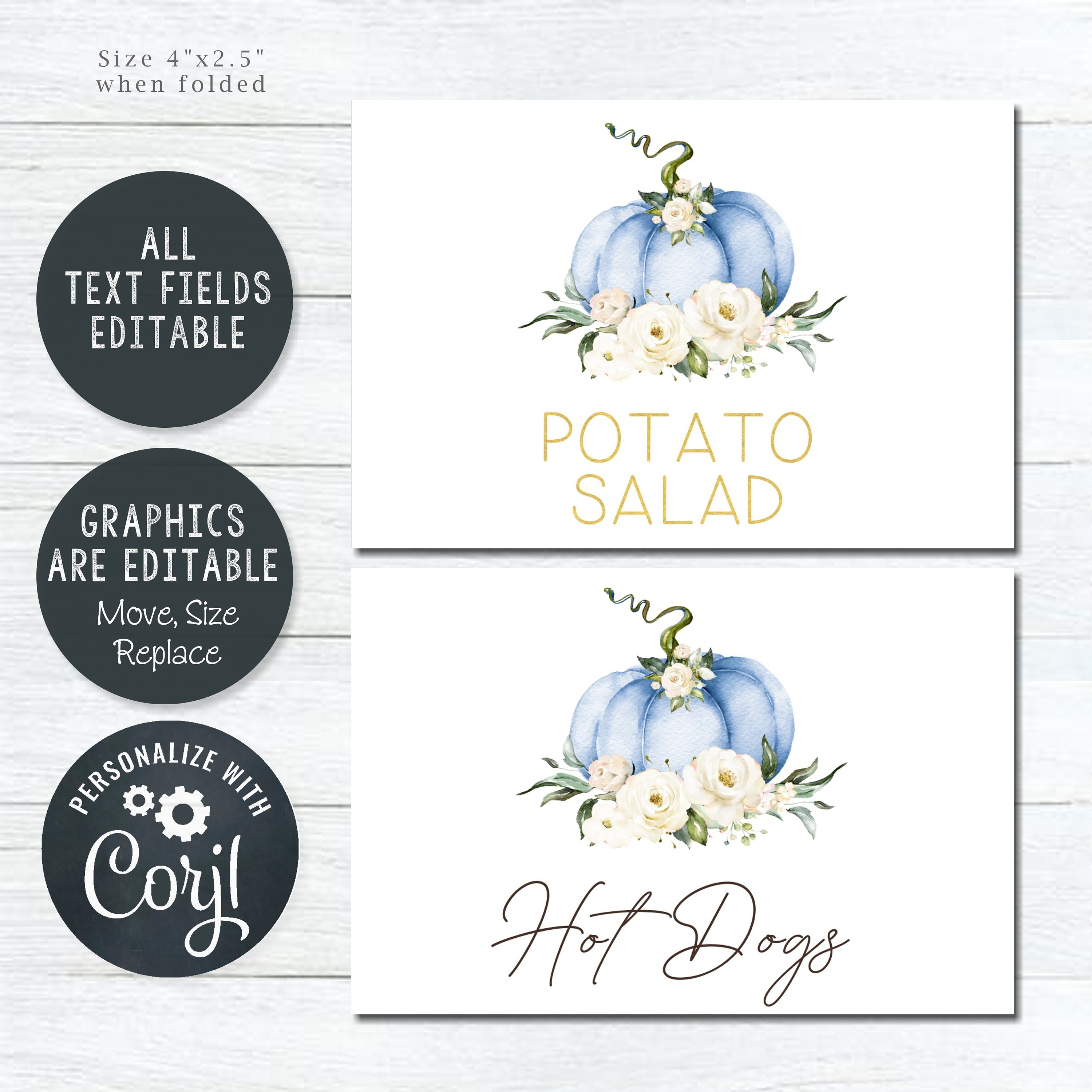 Editable Pumpkin Food Label Tent Cards: Boy Party Decor (digital ...