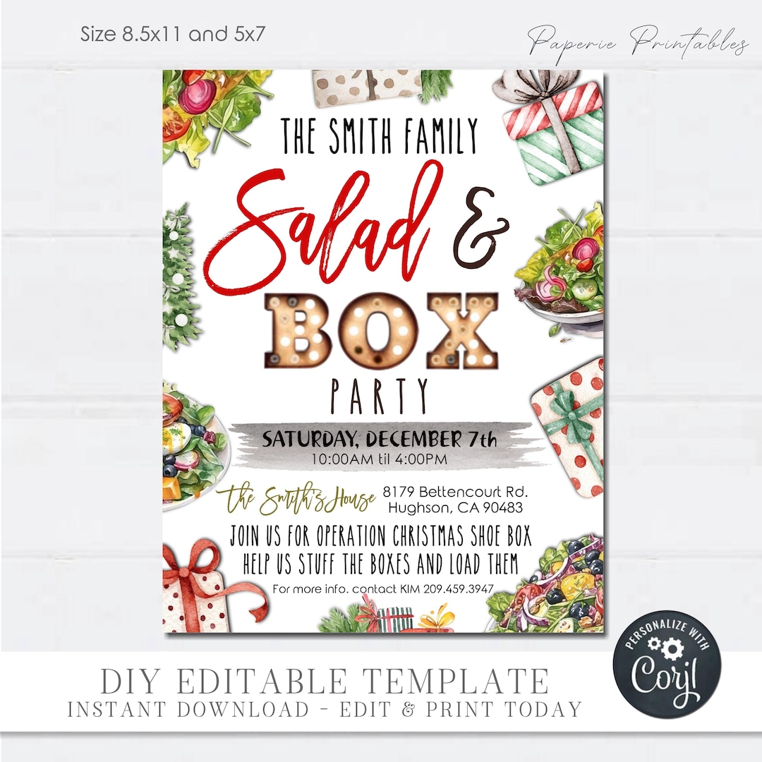 EDITABLE Salad and Box Christmas Fundraising Flyer, Christmas ...