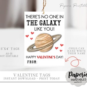 Space Valentine Tags, Kids Valentine Cards, Outer Space Valentine ...
