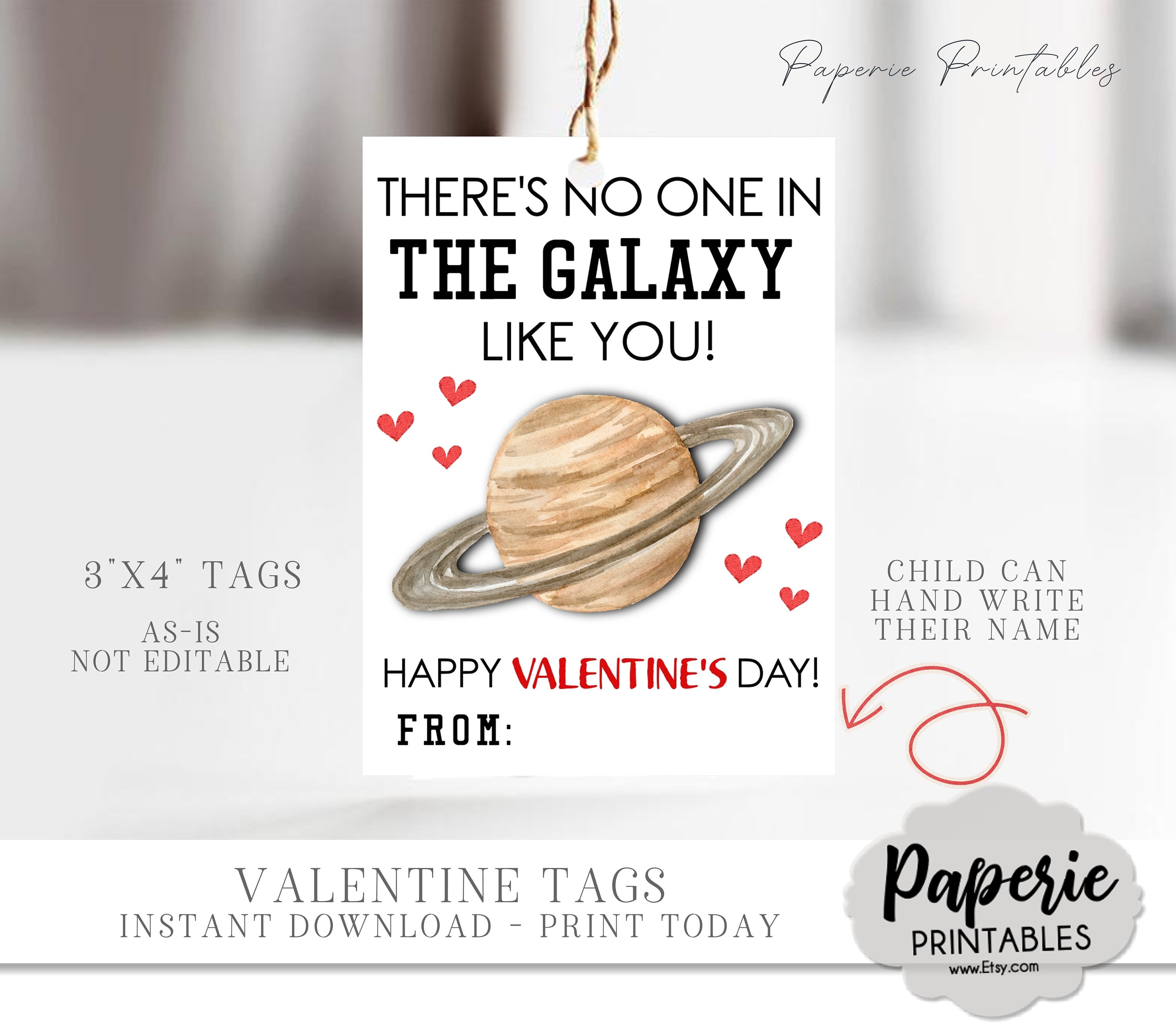 Space Valentine Tags Kids Valentine Cards Outer Space | Etsy