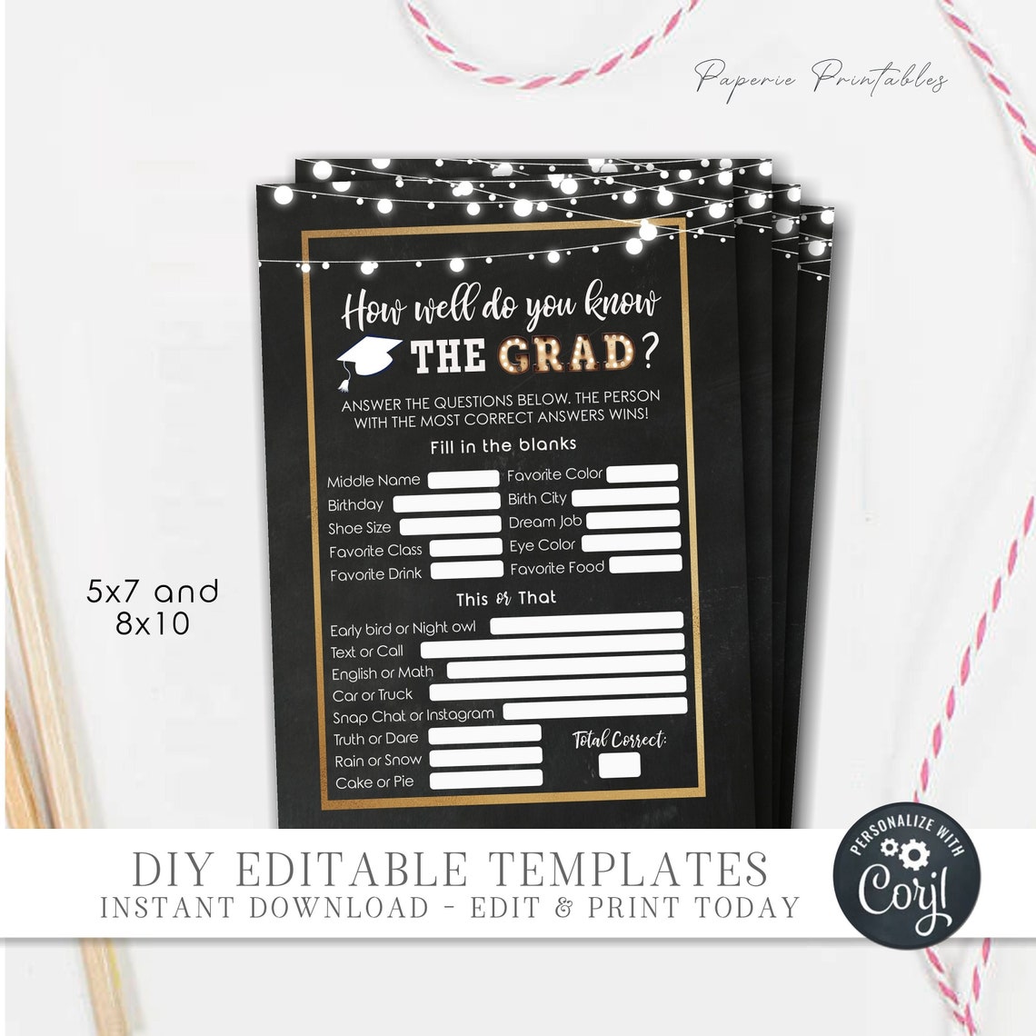 Editable How Well Do You Know the Graduate Graduation Games - Etsy