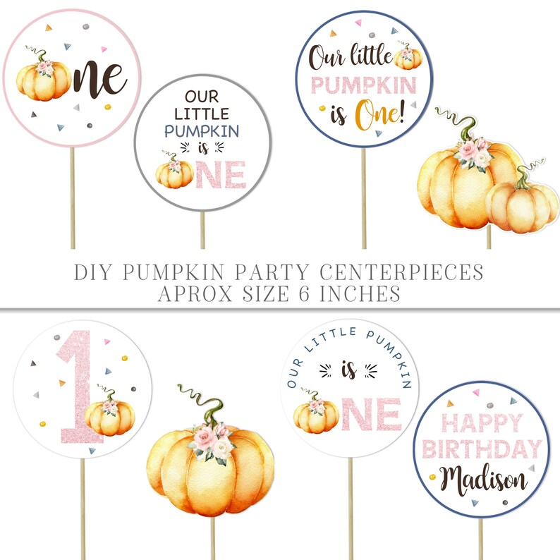 EDITABLE Pumpkin Party Centerpieces DIY Little Pumpkin - Etsy