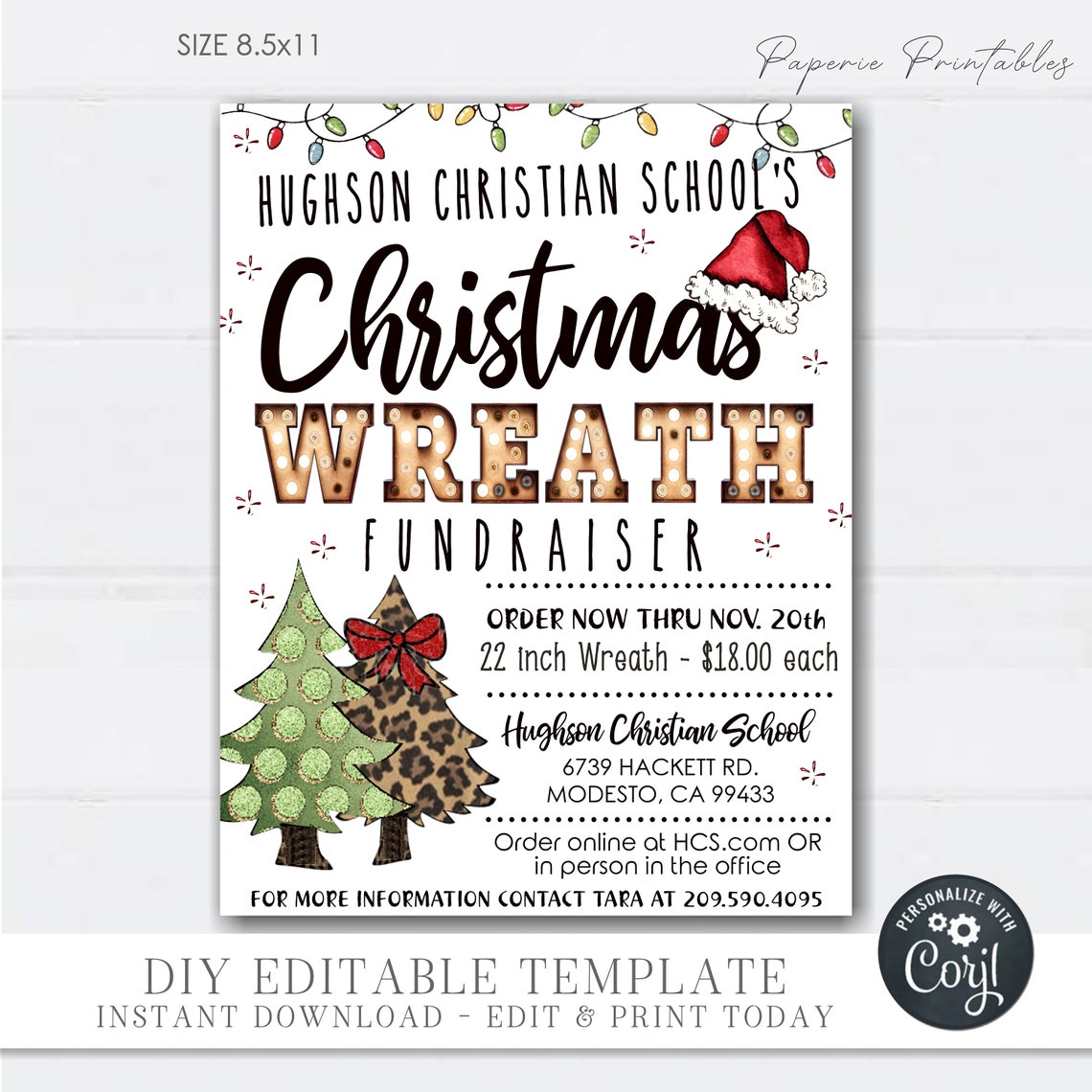 EDITABLE Christmas Wreath Fundraiser Flyer Wreath Sale - Etsy