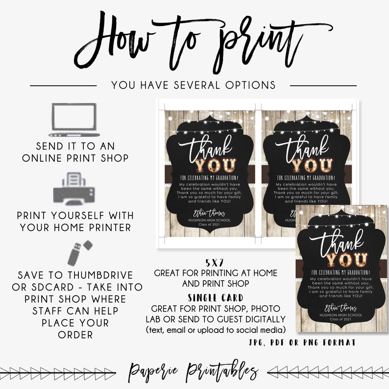 EDITABLE Graduation Thank You Card Thank You Graduation Card - Etsy