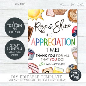 EDITABLE Rise & Shine Teacher Appreciation Sign, Teacher Appreciation ...