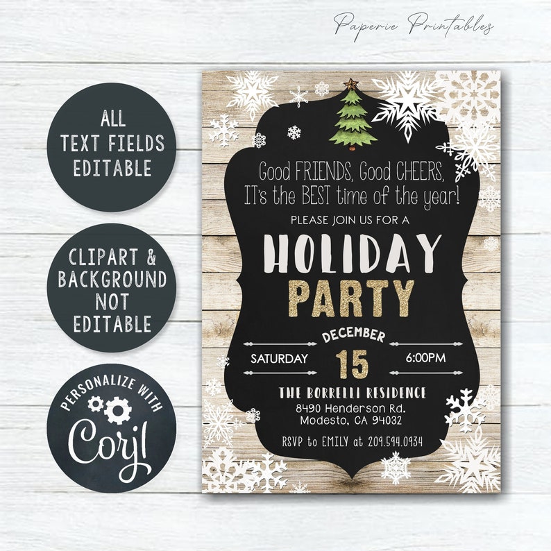 Editable Country Christmas Party Invitation Template (DIY Edit With ...