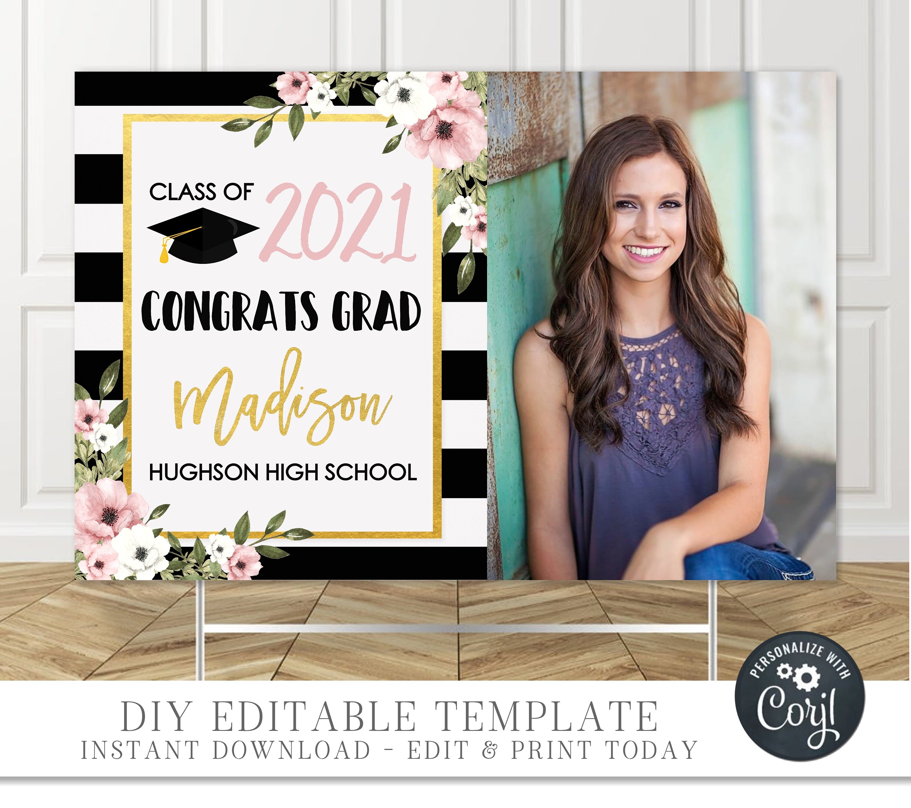 Editable Graduation Yard Sign: DIY Class of 2023 (digital Download) # ...