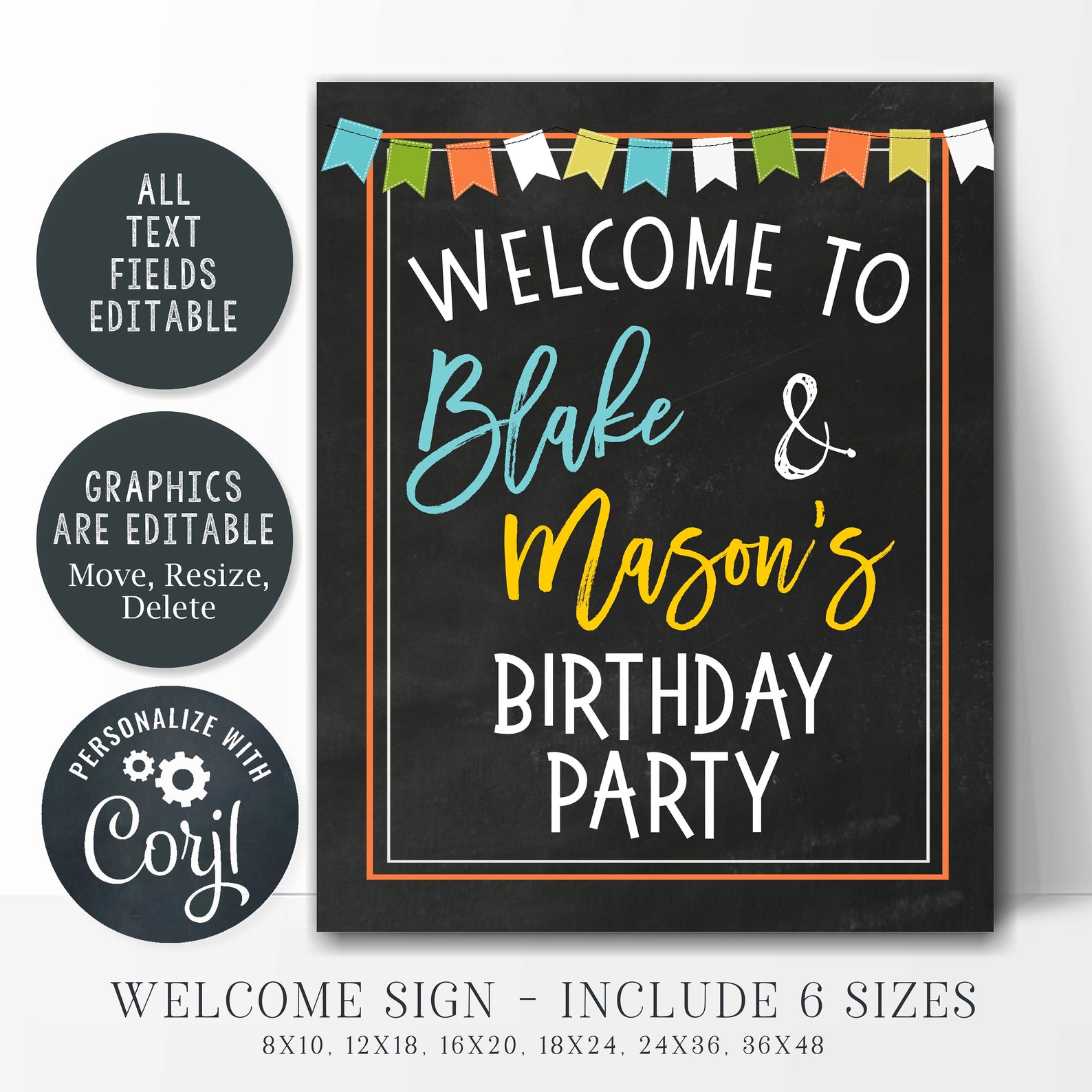 Editable Birthday Party Welcome Sign Kids Birthday Party - Etsy