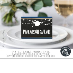 EDITABLE Graduation Food Tents, Graduation Decoration Food Tents ...