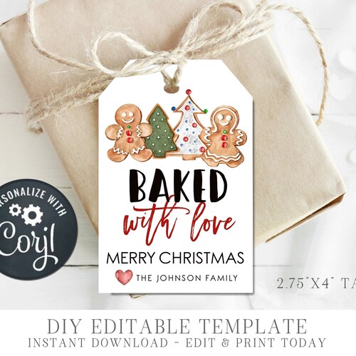 Printable Baked With Love Gift Tag Editable Gift Tag - Etsy