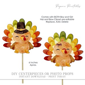 EDITABLE Turkey Birthday Party Decorations, Turkey Birthday Photo Props ...