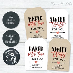 Editable Baked With Love Gift Tags: DIY Christmas Cookie Tags (corjl ...